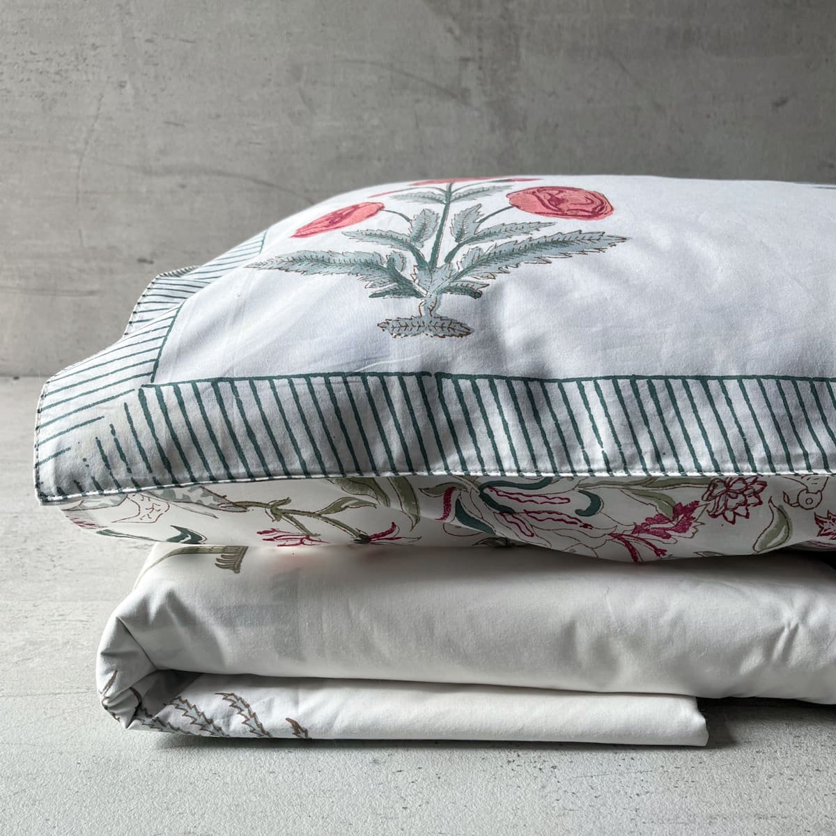 Buy Rose and Palm Hand Block Print Bed Sheet - Home Artisan