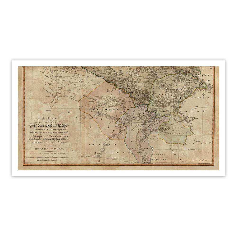 Buy Large map of Delhi, Agrah, Oude and Ellahabad [1794] Art Print ...
